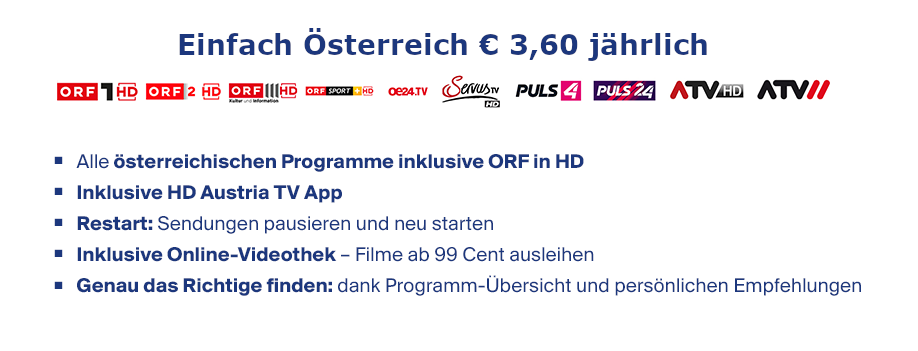 ORF HD AUSTRIA CAM mit SAT-Karte für ORF HD und HD Austria integriert